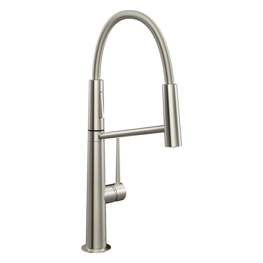 Nobili Levante Professional Brushed Nickel Swan Neck Pull Out Kitchen ...
