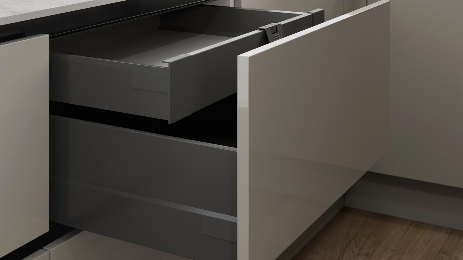 Blum Anthracite Metal and MFC Ready Assembled Internal Cutlery Drawer ...