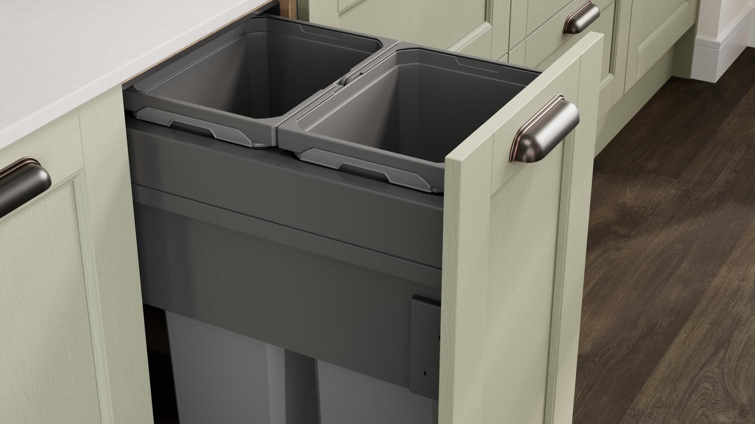 Anthracite Mounted Pull Out 2 x 32L Integrated Recycling and Waste Bin ...
