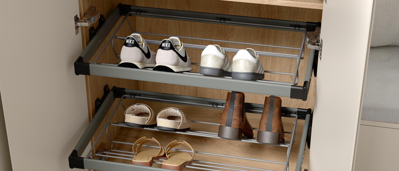 Anthracite Fitted Wardrobe Pull Out Shoe Rack | Howdens