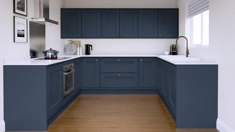 Chilcomb Navy In Frame Kitchen | Howdens