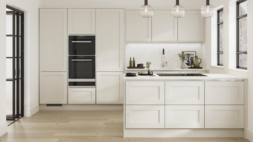 Chilcomb Porcelain Handleless Kitchen | Howdens