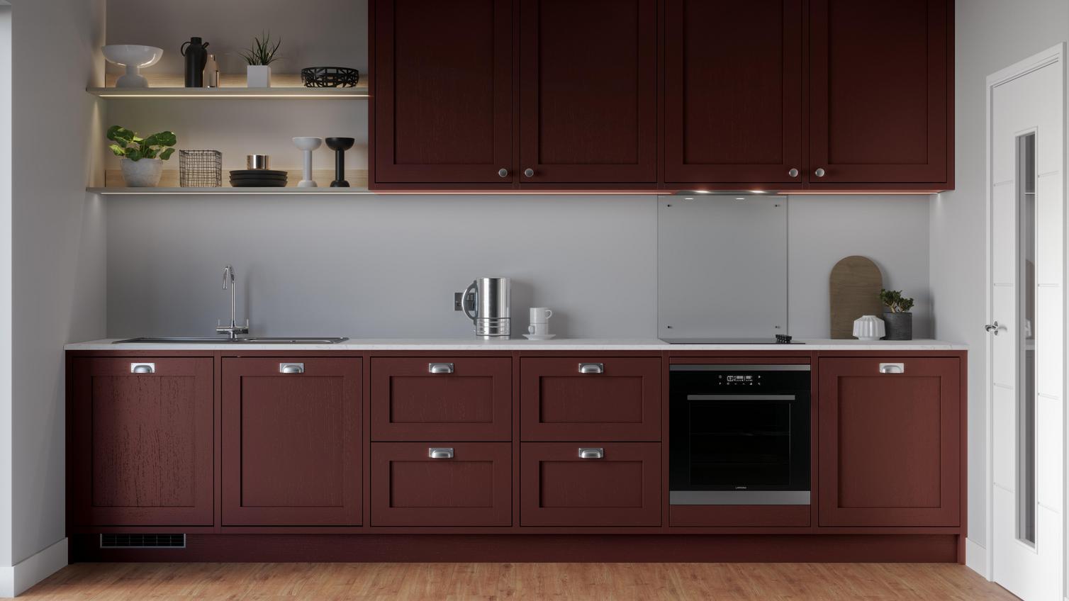 Red Single Wall Fitted Kitchens | Kitchens | Howdens