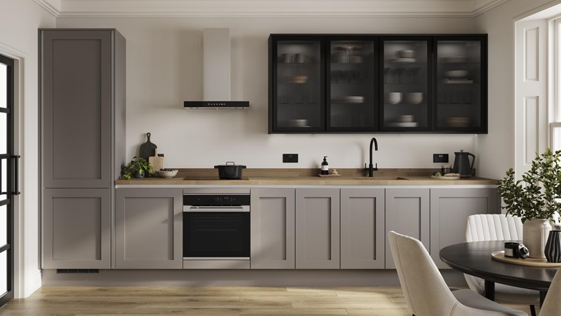 Chilcomb Mushroom Handleless Kitchen | Kitchens | Howdens