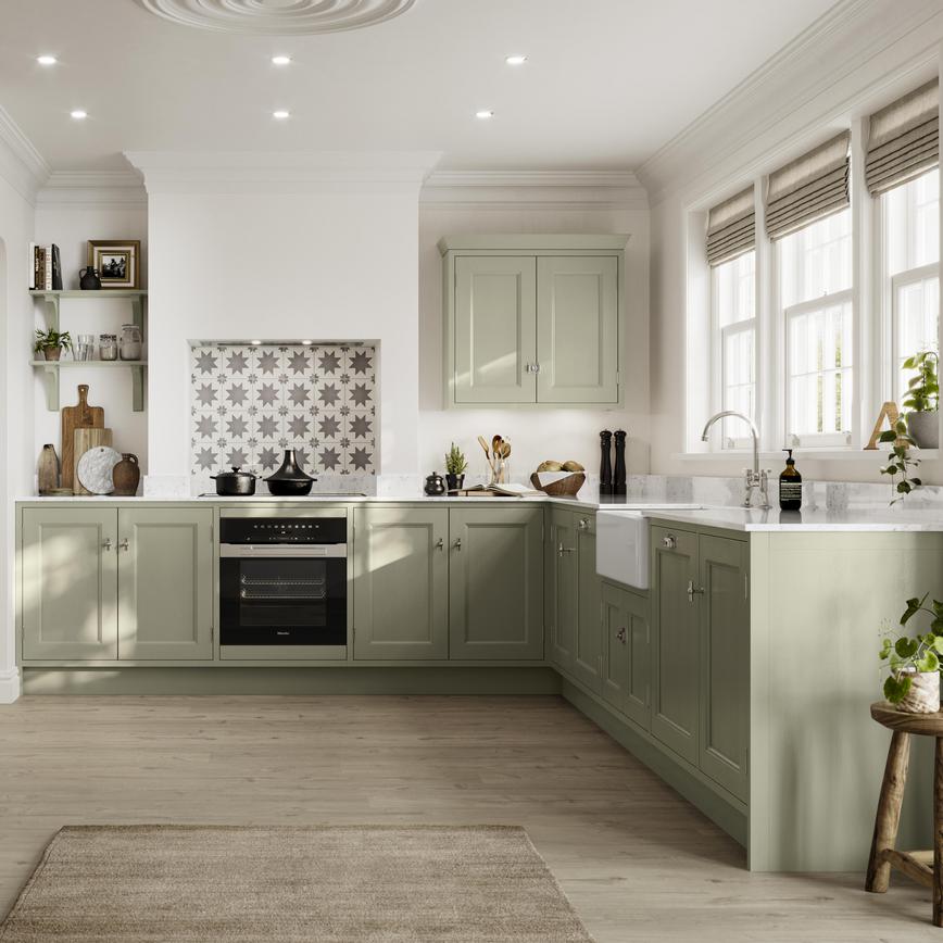 Elmbridge Sage Green In Frame Kitchen| Howdens