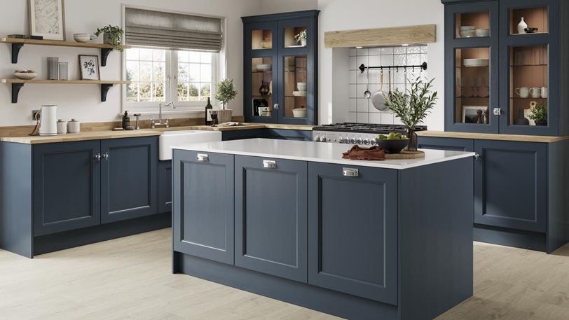 Elmbridge Marine Blue Kitchen | Fitted Kitchens | Howdens