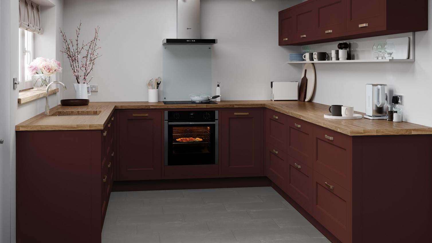 Red Shaker U Shaped Fitted Kitchens | Kitchens | Howdens