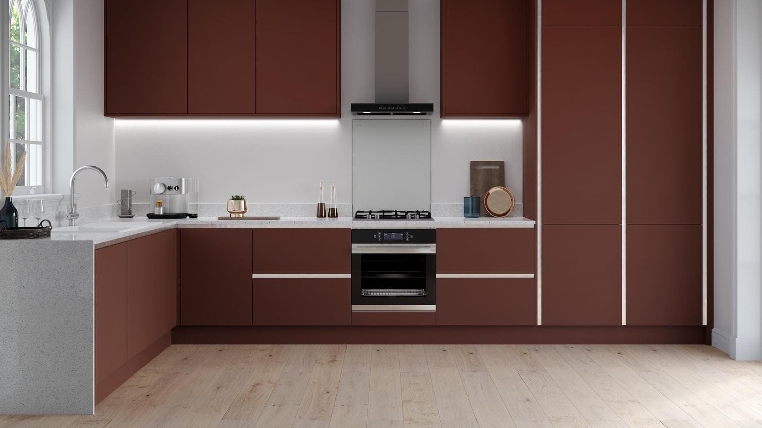 Red L Shaped Fitted Kitchens | Kitchens | Howdens