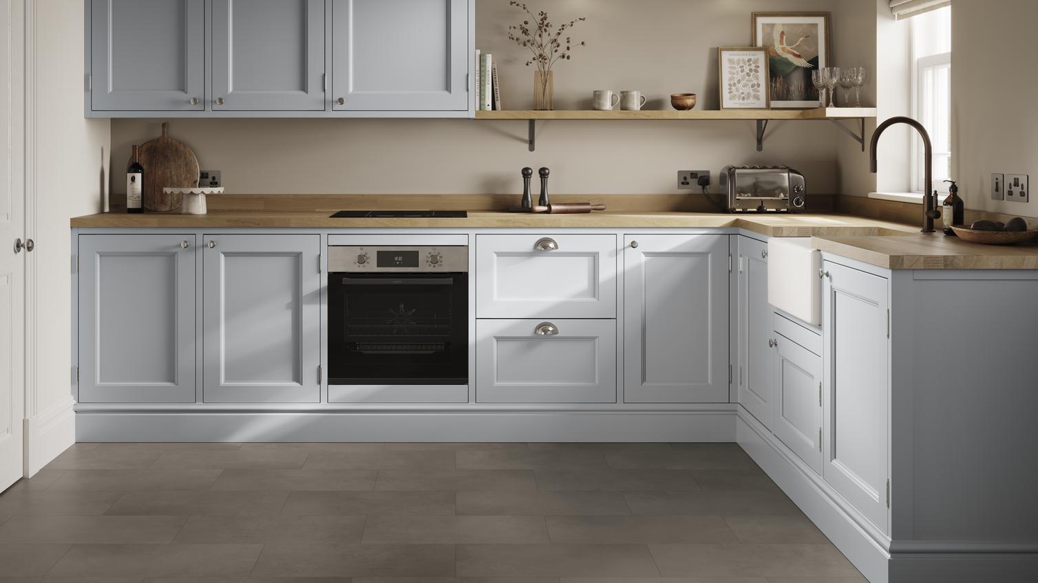 Elmbridge Mist In Frame Kitchen | Fitted Kitchens | Howdens